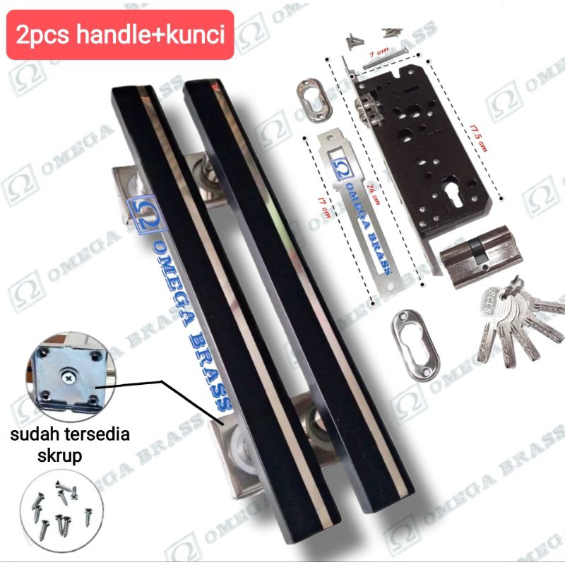 Jual Handle pintu stainless 45cm+kunci/tarikan gagang pintu minimalis ...