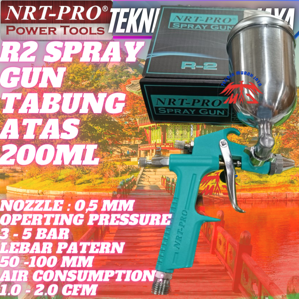 Jual NRT PRO R2 Spraygun Cat Spray Gun Tabung Atas 200ml Nozel 0,5mm ...