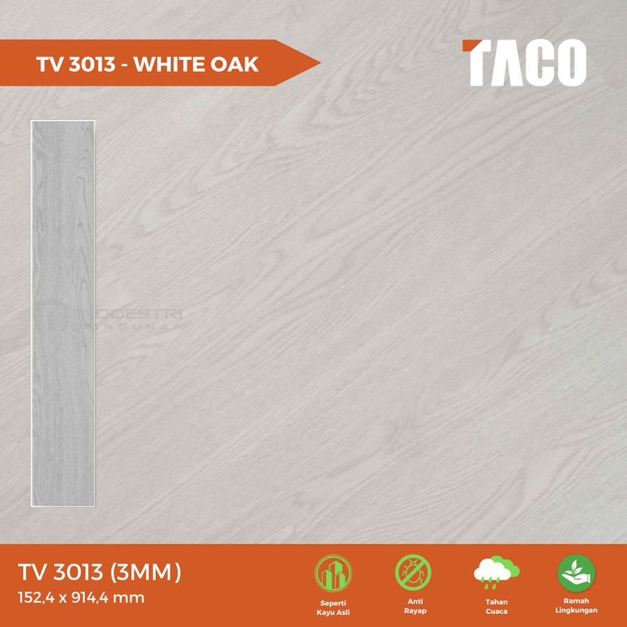 Jual TACO Lantai Vinyl 3mm TV 3013 White Oak / Lantai Motif Kayu Taco ...