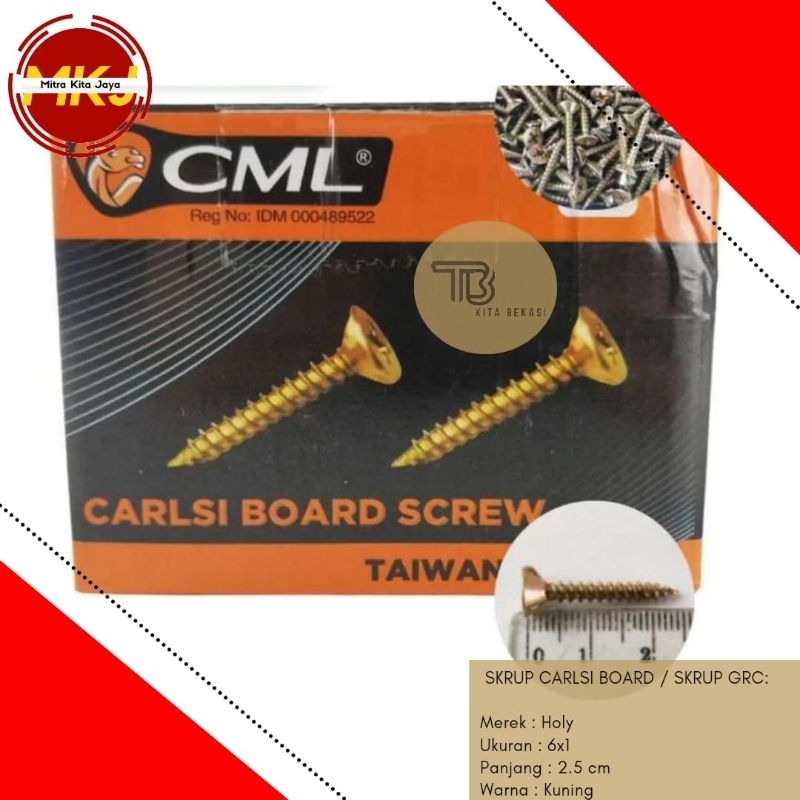 Jual SKRUP KUNING GRC 6X1 / SKRUP KALSI BOARD 6X1 (2.5 CM) / SKRUP ...