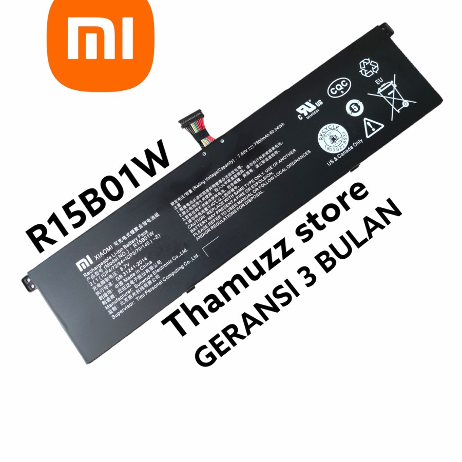Jual Battery Laptop Notebook Xiaomi Pro 15.6 R15B01W 7.60V 7900mAh 60 ...