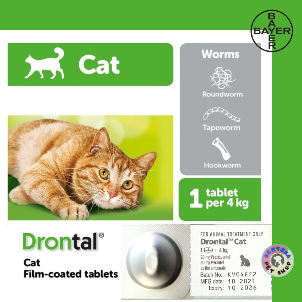 Jual Drontal cat original (Elanco-Jerman) obat cacing kucing (1 tablet ...