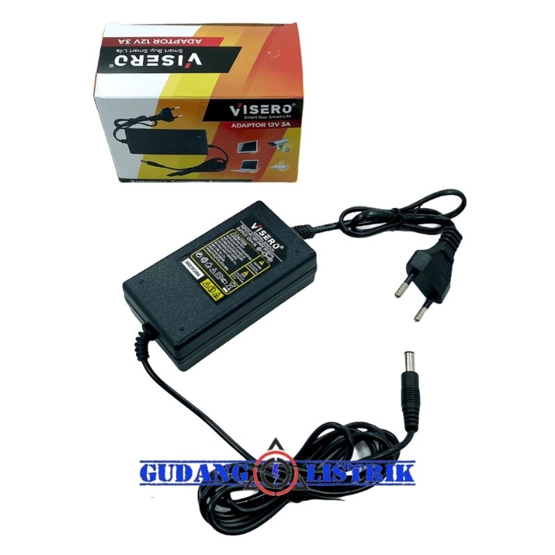 Jual VISERO Adaptor Trafo Travo Power Supply AC to DC 12V 3A Jack 5.5 x ...