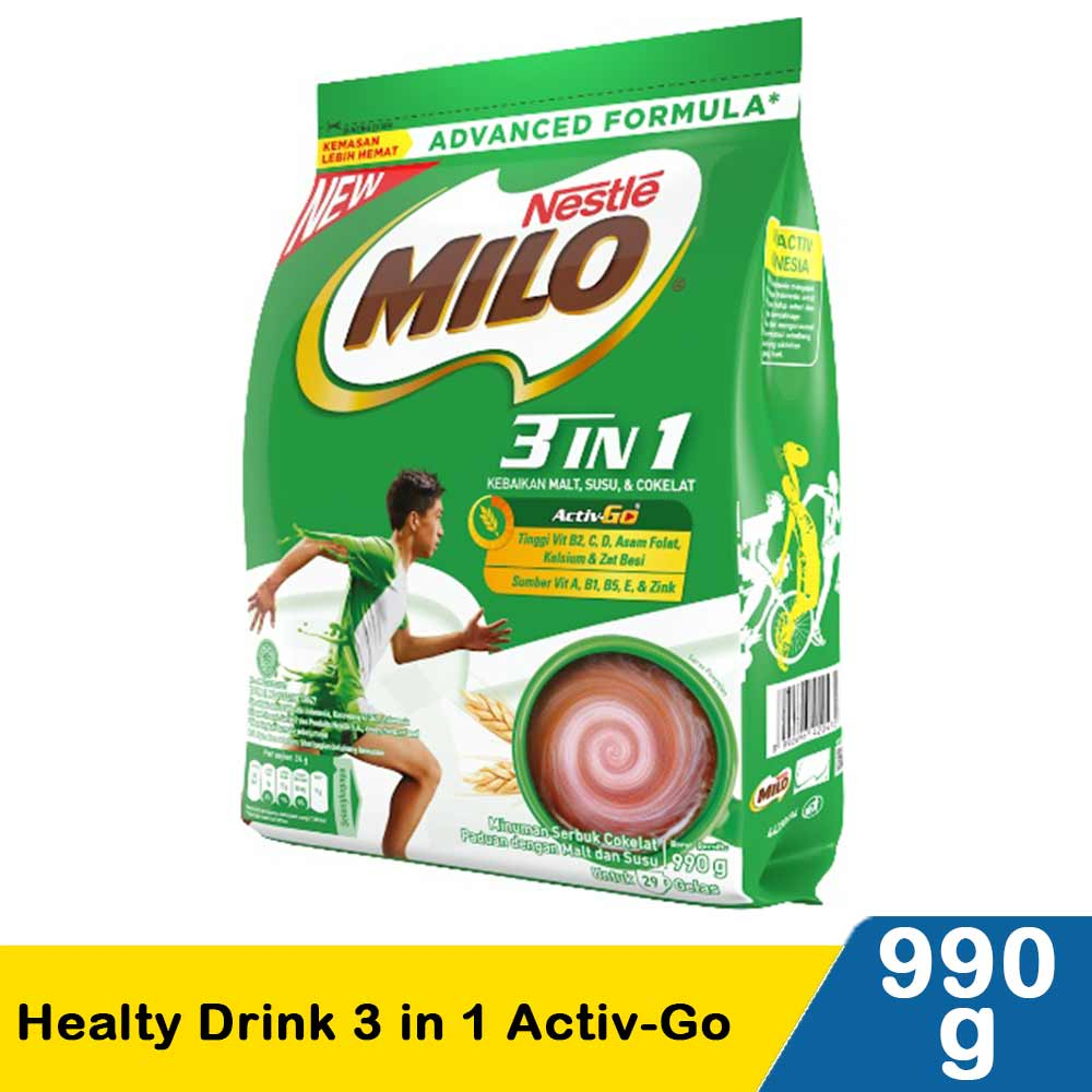 Jual MILO 3IN1 POUCH 990G | Shopee Indonesia