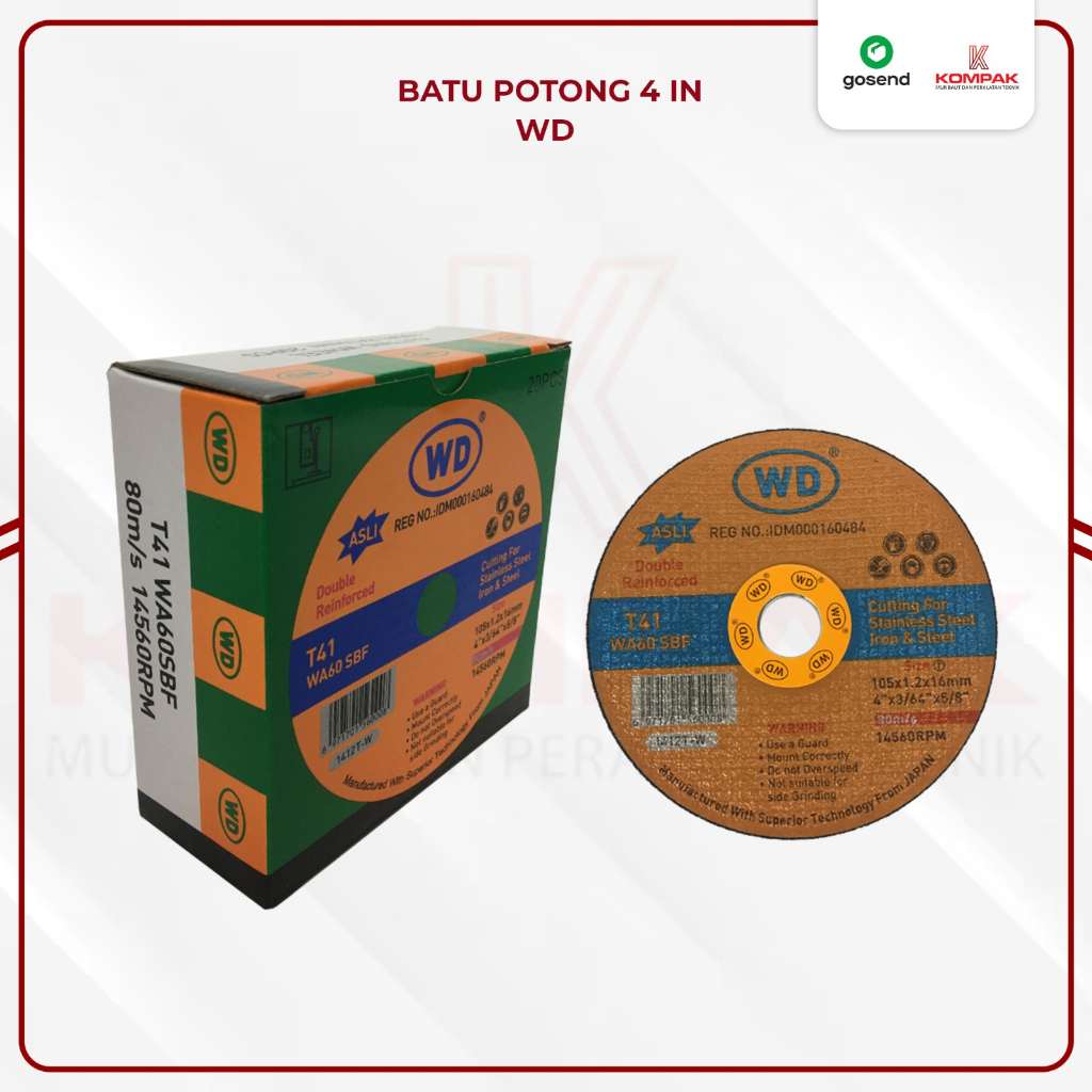 Jual Batu Gurinda Potong WD 4 inch / Mata Cutting Wheel WD 4" X 1,2 MM ...