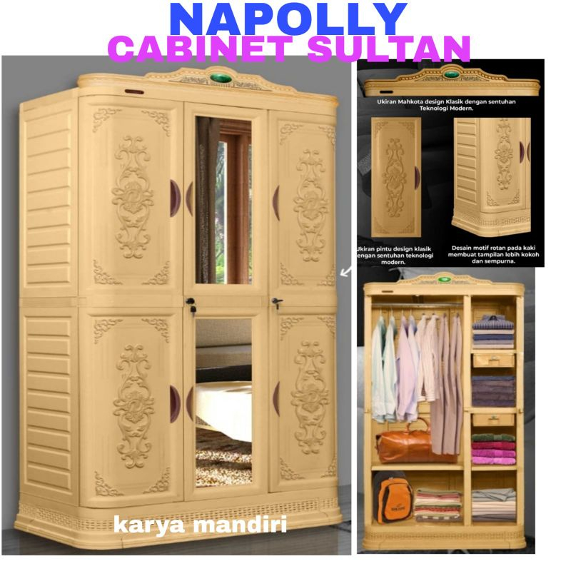 Jual NAPOLLY LEMARI PAKAIAN PLASTIK CABINET SULTAN MAHKOTA CABSULTA 388 ...