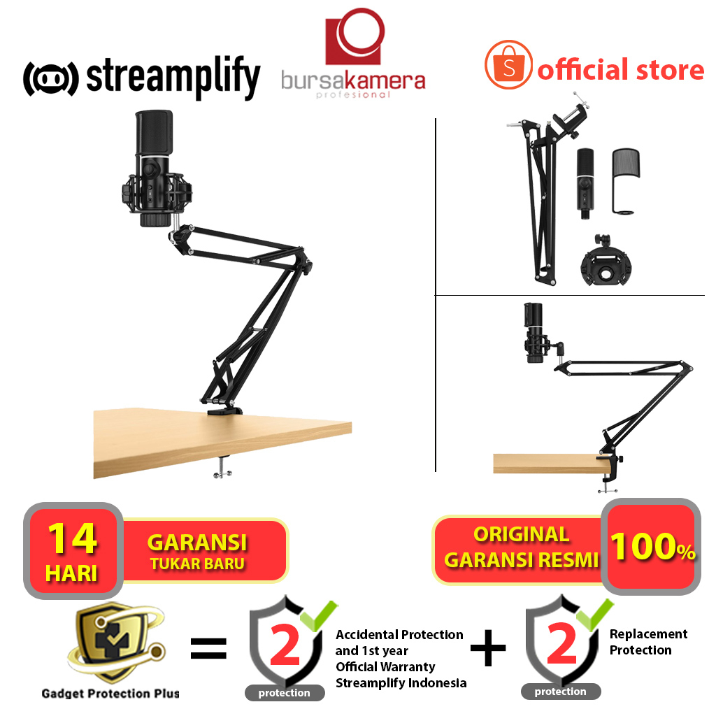 Jual STREAMPLIFY MIC MOUNT ARM - RGB Microphone With Mic Arm Podcast ...