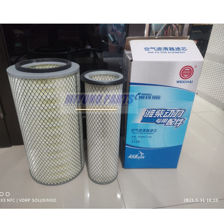 Jual WEICHAI AIR FILTER 612600111743 13023273 K2139 KW2139 ...