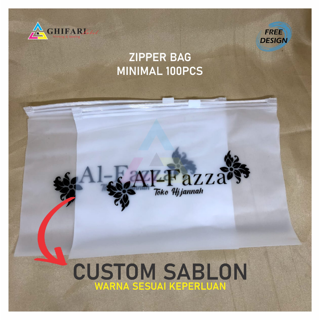 Jual minimal 100pcs plastik zipper bag / FREE SABLON / plastik hijab ...