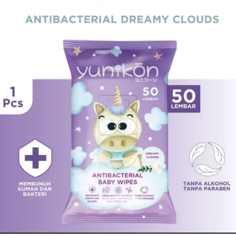 Jual Yunikon antibacterial baby wipes 50 lembar tisu tissue basah ...