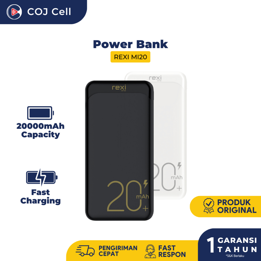 Jual Power Bank Portable Fast Charging Big Capacity 20.000mAh Rexi Mi20 ...