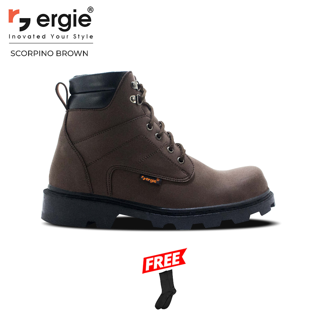 Jual Sepatu Boots Pria Safety High Bot Outsole Full Jahit Premium Ergie ...
