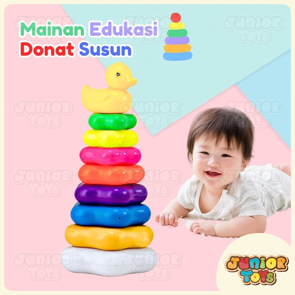 Jual Mainan Donat Susun Edukasi Bayi Balita Stacking Ring Toys | Shopee ...