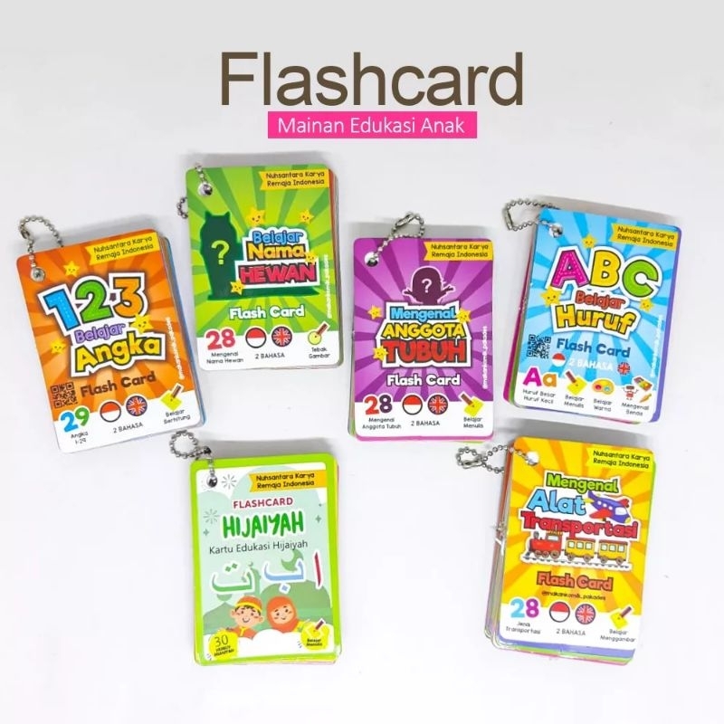 Jual Flash card anak gratis ring laminasi glossy cetak 2 sisi bisa ...
