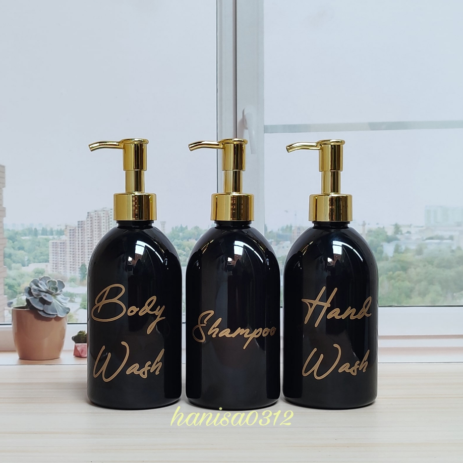 Jual botol pump 250ml hitam glossy aesthetic botol isi ulang sabun cair ...