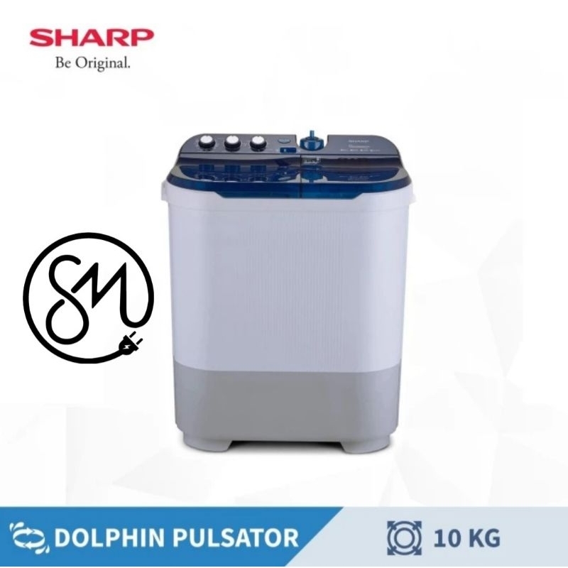 Jual Mesin cuci 2 tabung Sharp ES-T1090 10 kg EST1090 BK PK VK Dolphin ...