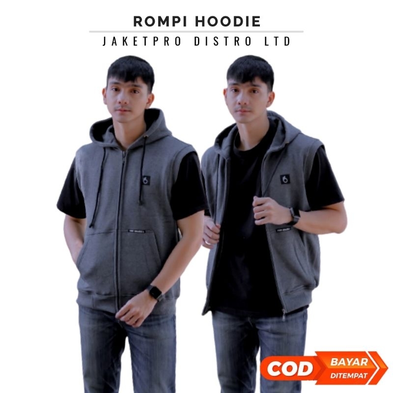 Jual Rompi Hoodie Zipper Pria Simple Jaket Rompi Polos Fleece Tebal ...