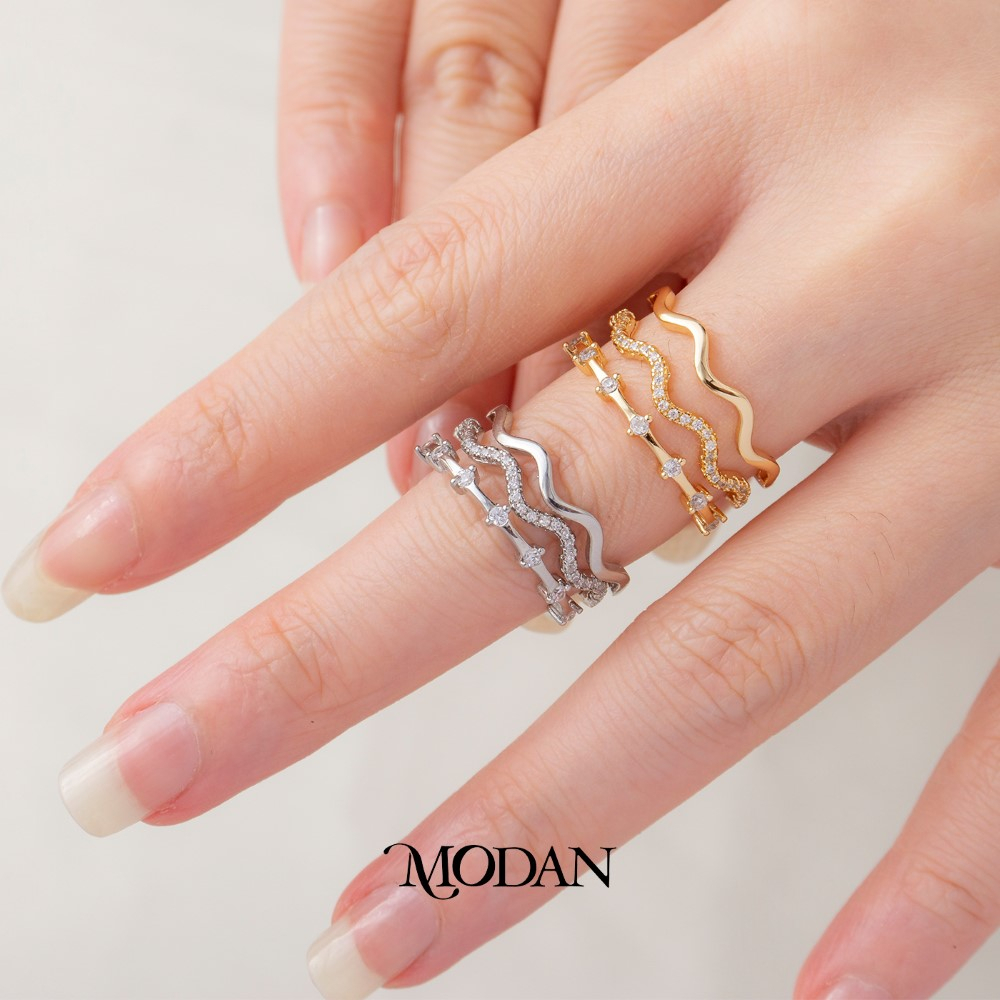 Jual Modan - Dainty Triple Layer Wavy Stacking Ring Cincin Gelombang ...