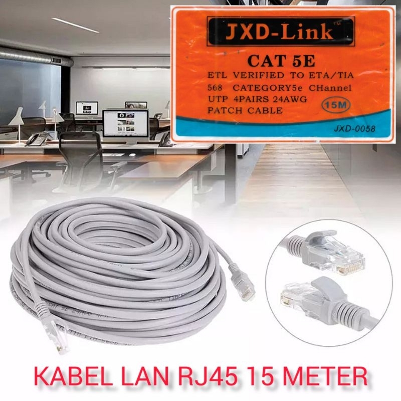 Jual Kabel Lan 20M Ethernet Network internet Cable JXD-Link Cat5e UTP 24awg | Shopee Indonesia