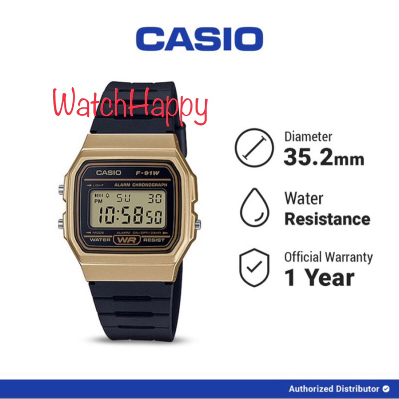 Jual WatchHappy Casio F-91WM-9ADF / F-91WM-9A Vintage Series Digital Dial Black Resin Strap Best ...