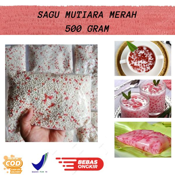 Jual COD / Sagu Mutiara Warna Merah 500 Gram Sago Pearl Bubur Mutiara ...