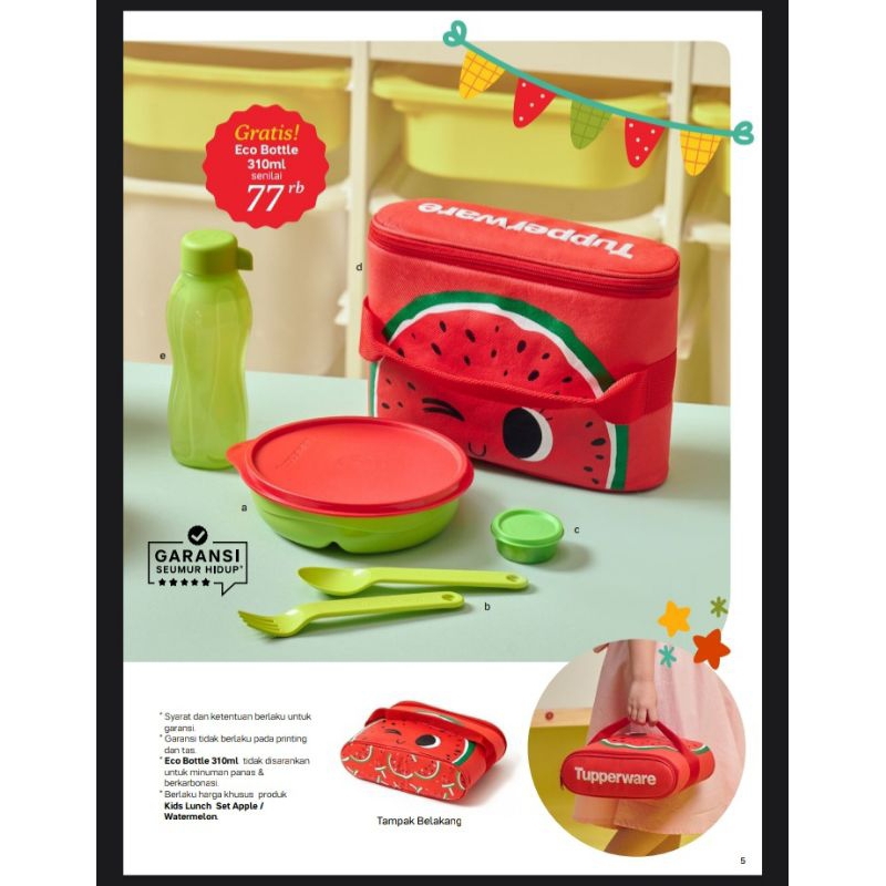 Jual Kids Lunch Set Watermelon Tupperware | Shopee Indonesia