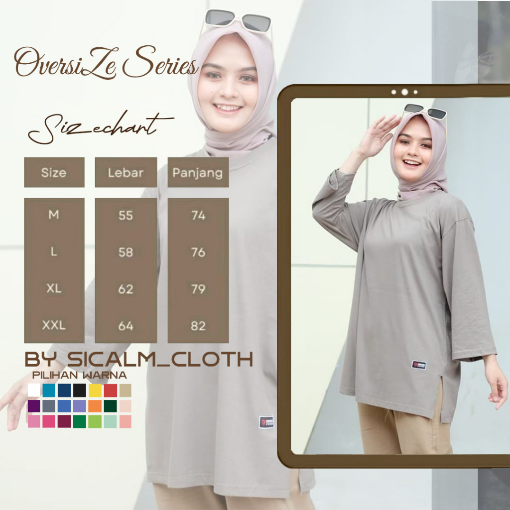 Jual kaos oversize lengan 7 8 kaos wanita panjang jumbo baju cewek ...