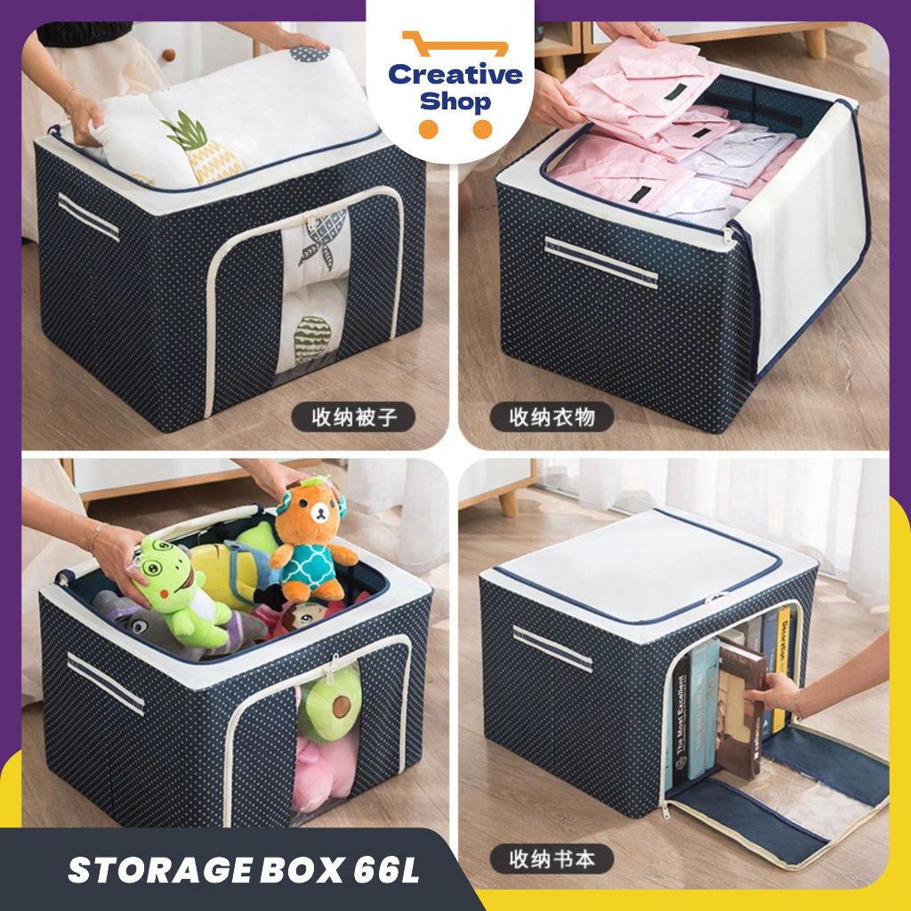 Jual CREATIVESHOP | Storage Box 66 liter / Frame Baja Double Zipper Large Box / Storage Box ...