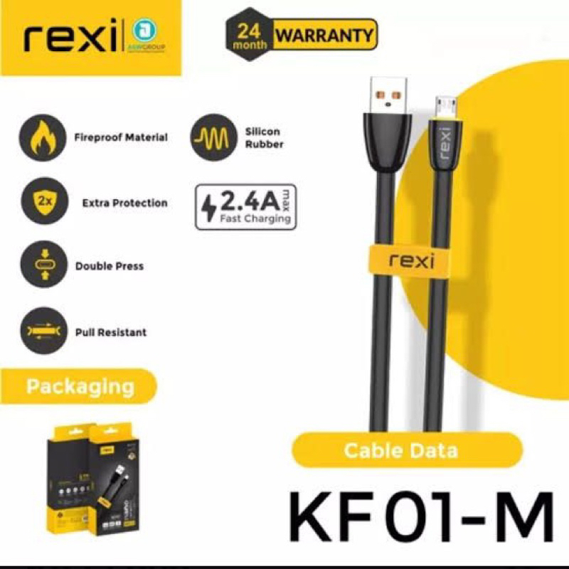 Jual REXI KABEL DATA FAST CHARGING DOUBLE PRESD KB01-M MICRO USB 2,4A ...