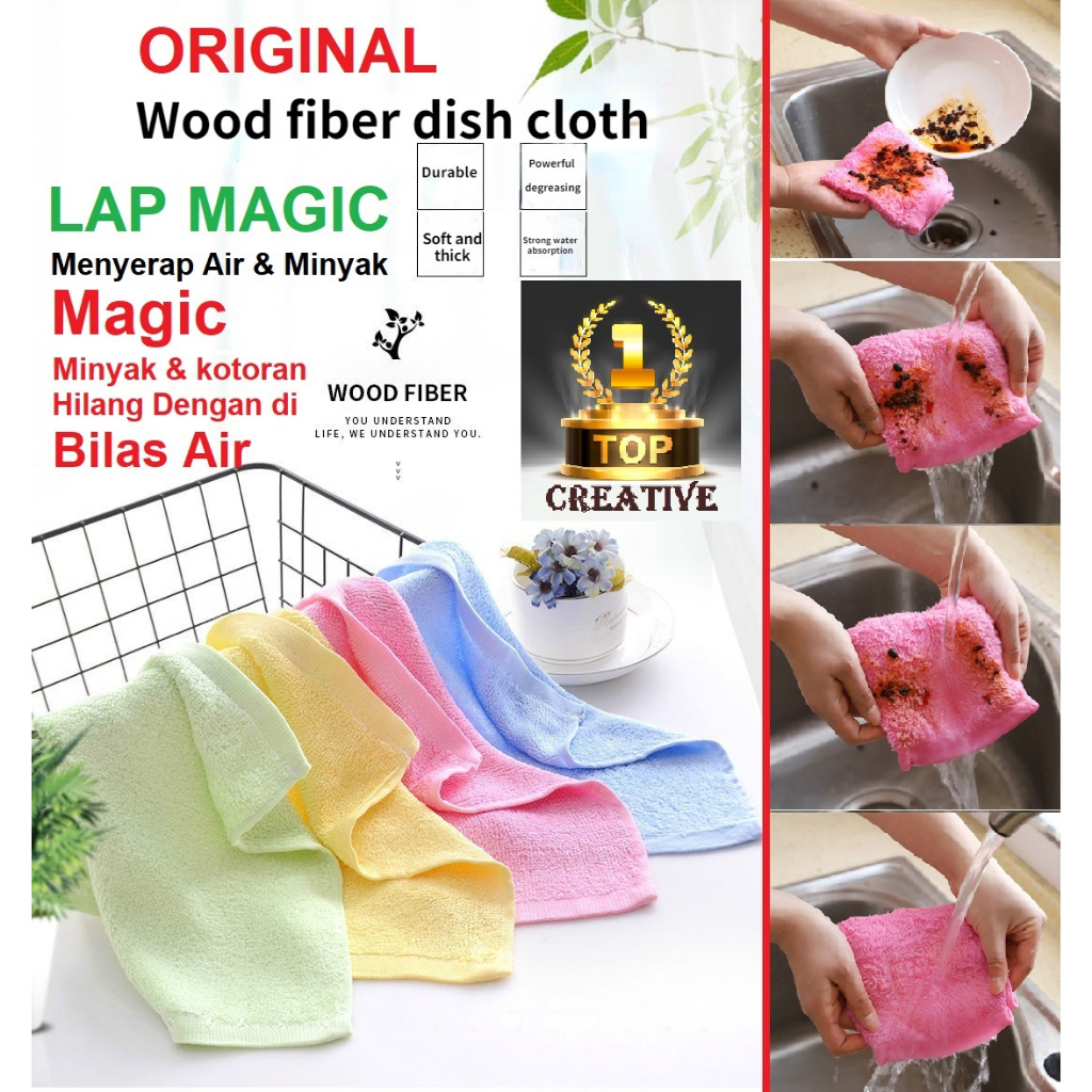 Jual KAIN LAP MAGIC KAIN LAP Piring KAIN LAP DAPUR KAIN WOOD FIBER ORI ...