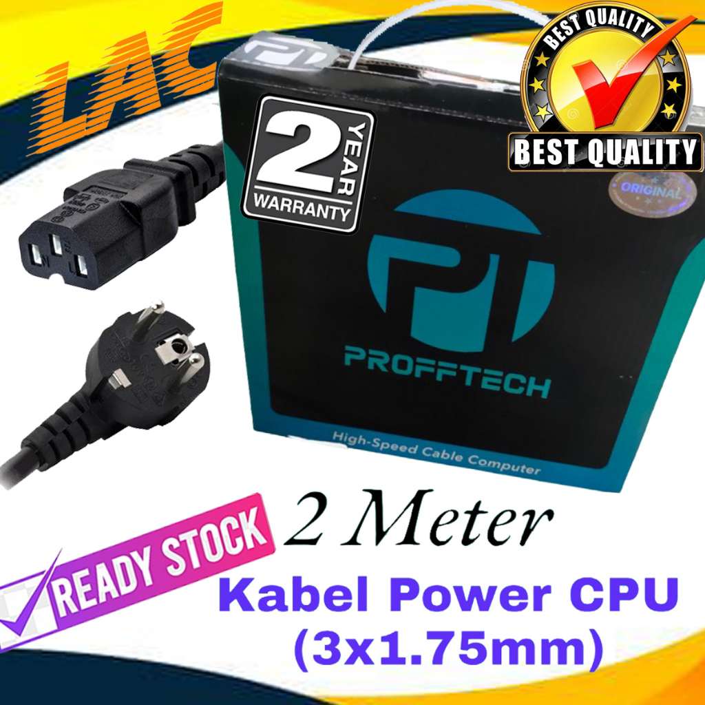 Jual KABEL POWER CPU 2 METER. PROFTECH TEBAL 3 x 1.75 MM / KABEL POWER ...
