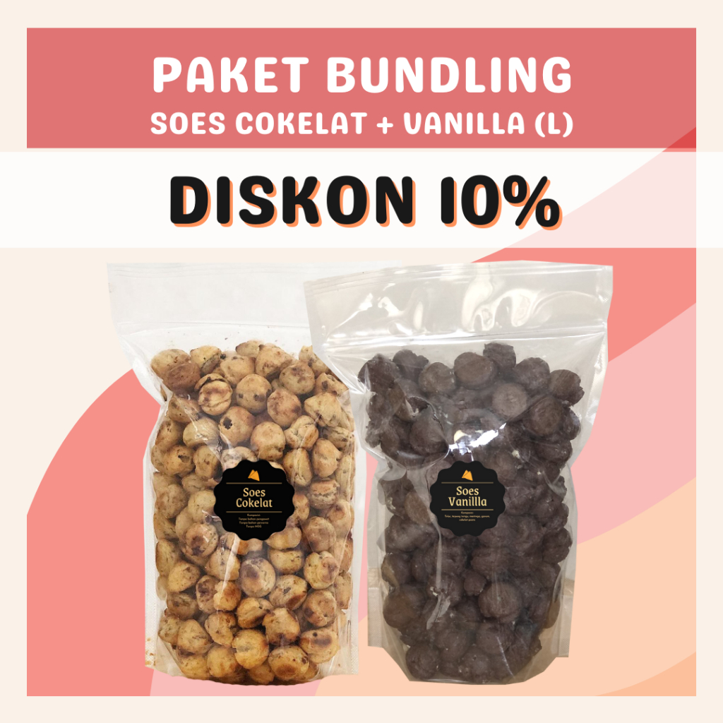 Jual [DELISH SNACKS] Paket Bundling Soes Cokelat + Vanilla (L) / Bundle ...