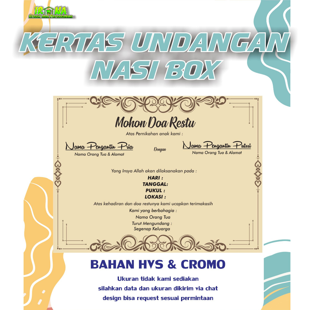 Jual CETAK STIKER KERTAS UNDANGAN NASI BOX/KERTAS PUNJUNGAN/CETAK MURAH ...