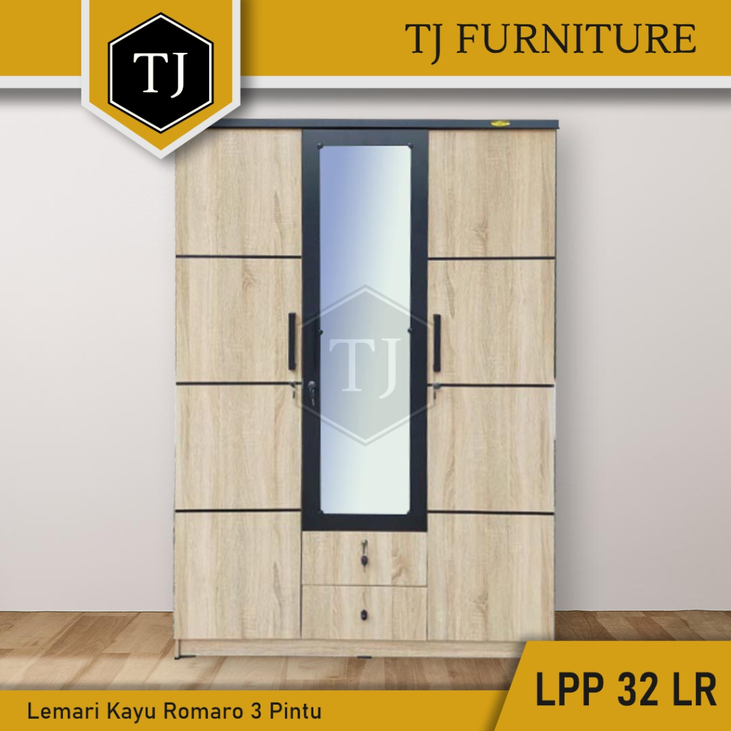 Jual Lemari Pakaian Tiga Pintu / Lemari baju dengan Cermin dan Laci ROMARO LPP 32 LR | Shopee ...