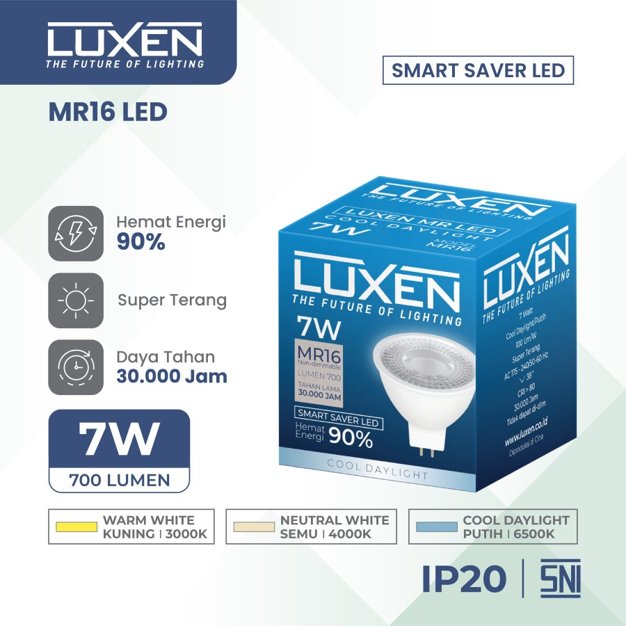 Jual Bohlam LUXEN LED MR16 7W Lampu LUXEN LED SPOTLIGHT MR16 7 Watt GU5 ...