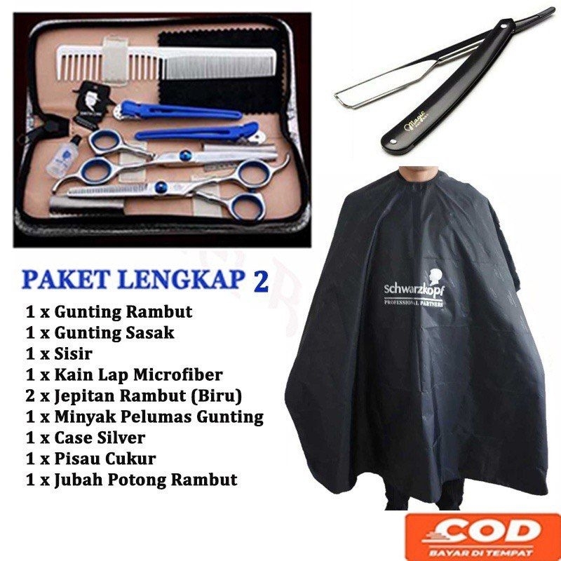 Jual [COD] Paket Alat Cukur Gunting Rambut Gunting Sasak Set Potong Rambut Lengkap Salon ...