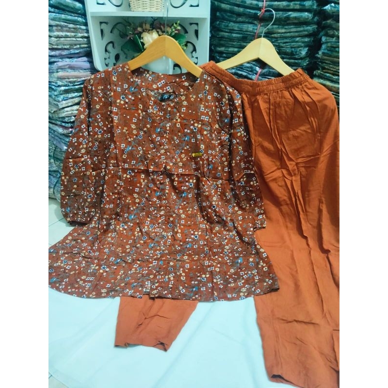 Jual setelan wanita motif bunga cantik kombinasi polos oneset wanita terbaru dan kekinian set ...