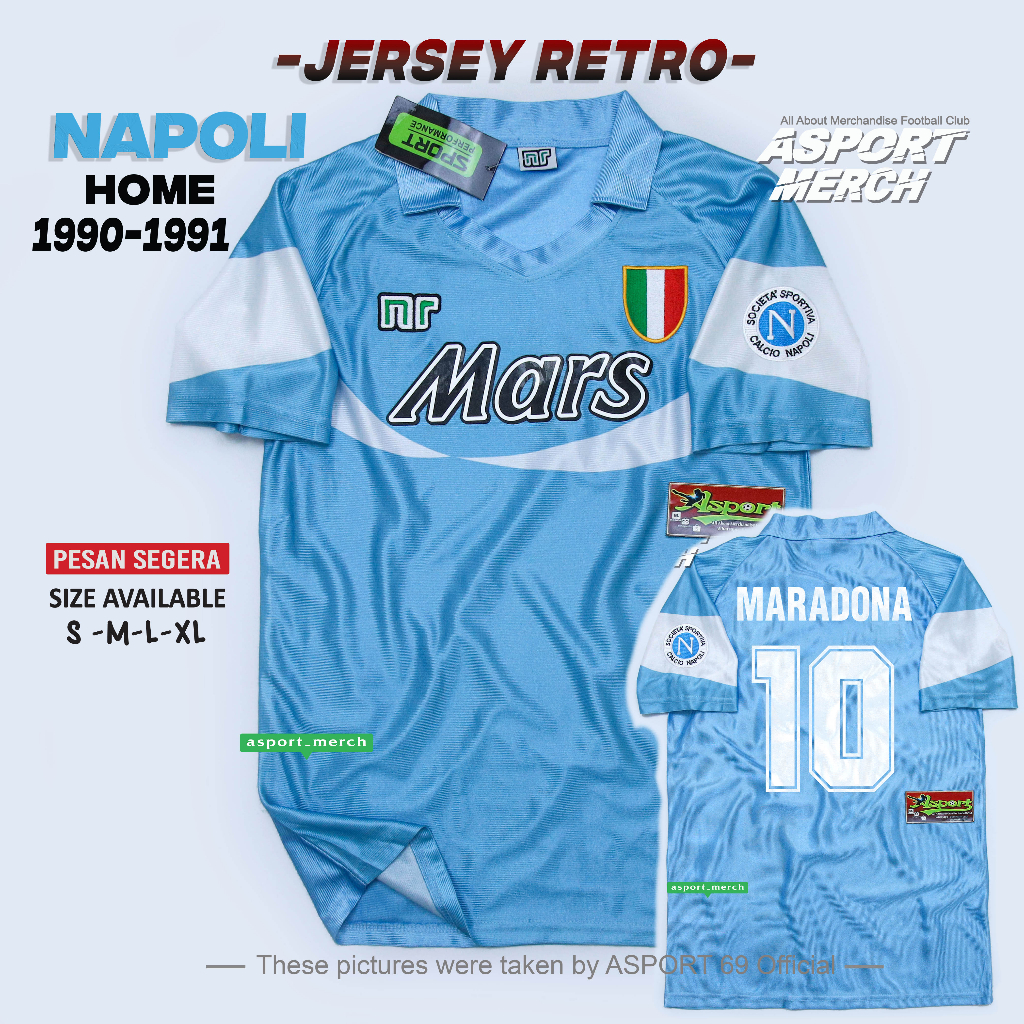 Jual JERSEY BOLA NAPOLI RETRO HOME 1990 1991 SOCCER JERSEY RETRO NAPOLI ...