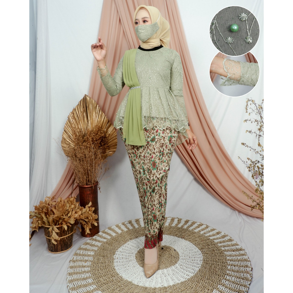 Jual (COD) SETELAN KEBAYA MODERN SELENDANG/BAJU KEBAYA MODERN/KEBAY ...