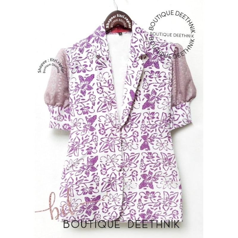 Jual Baju batik model blazer lengan pendek batik cap asli mix brokat ...