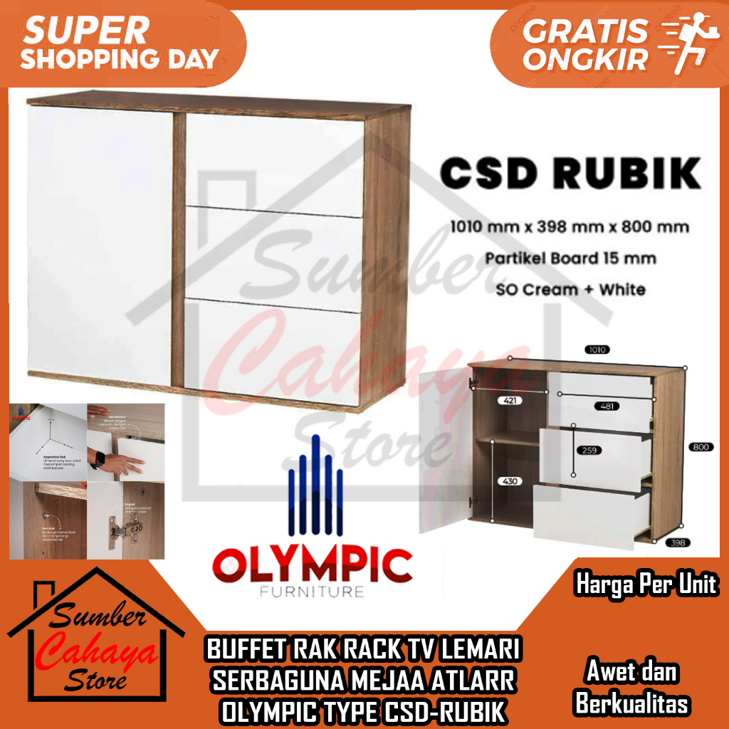 Jual [Instan] BUFFET RAK TV LEMARI SERBAGUNA MEJA ATLAR OLYMPIC TYPE ...