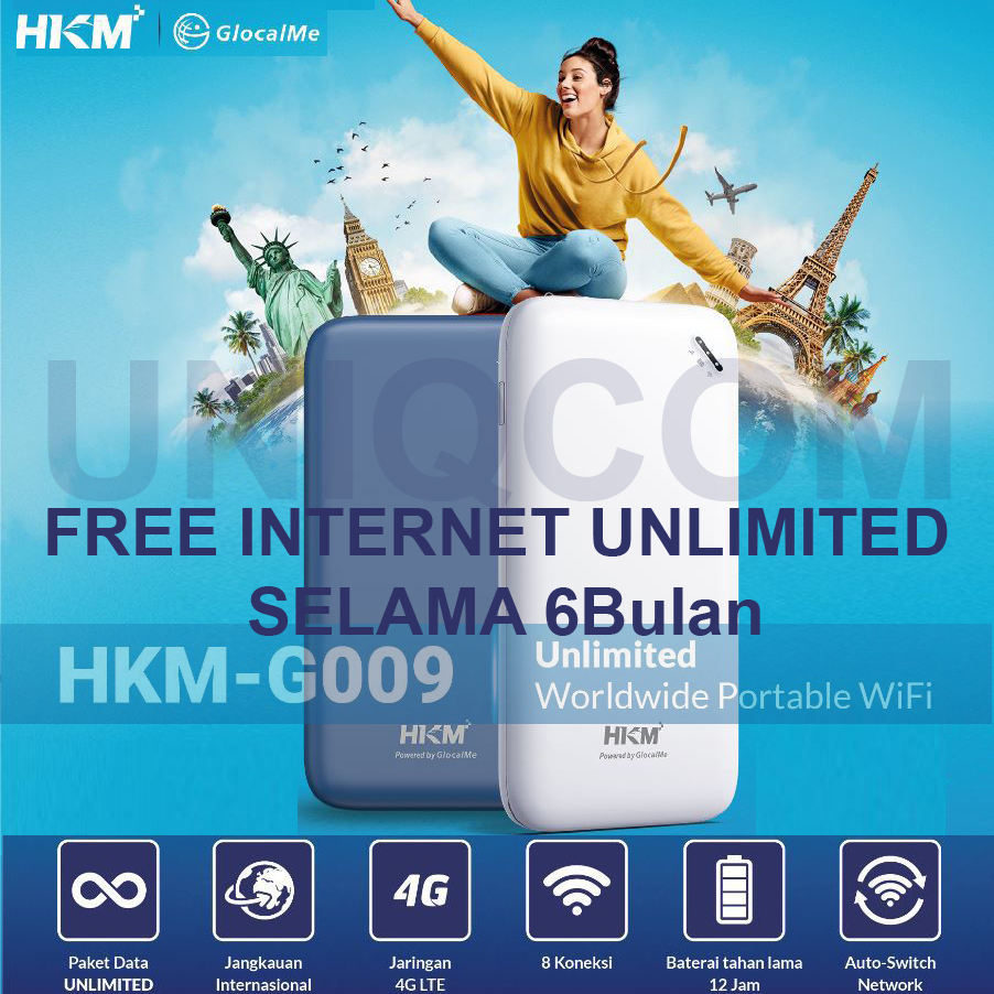 Jual Modem Wifi 4G HKM Glocalme G009 Unlimited 6 Bln Indonesia + 8 Negara Bonus Indosat Tri ...