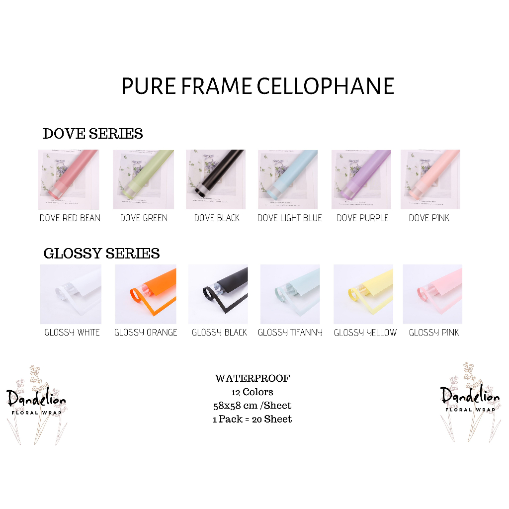 Jual FLOWER WRAPPING PURE FRAME CELLOPHANE WATERPROOF KERTAS BUKET ...