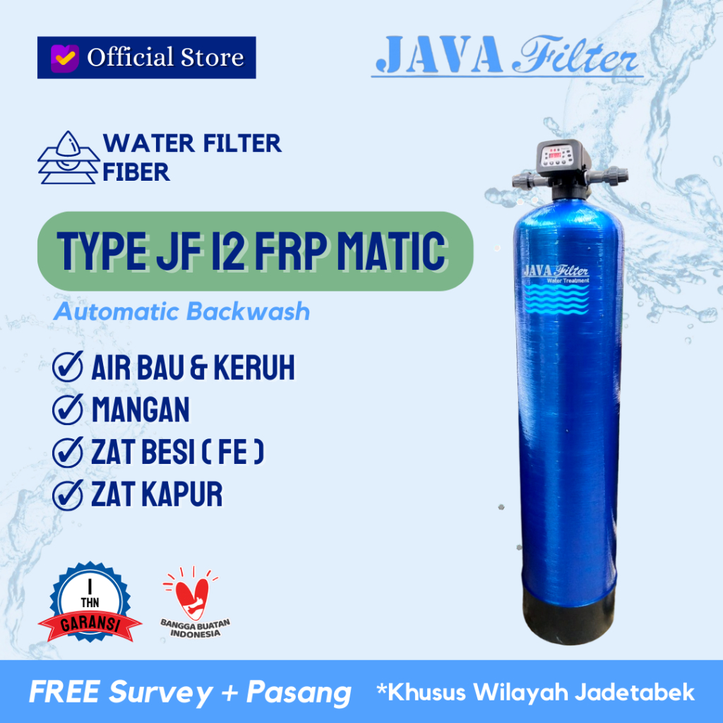 Jual JAVA FILTER Tabung Water Filter Air JF12 FRP Fiber - Automatic | Shopee Indonesia