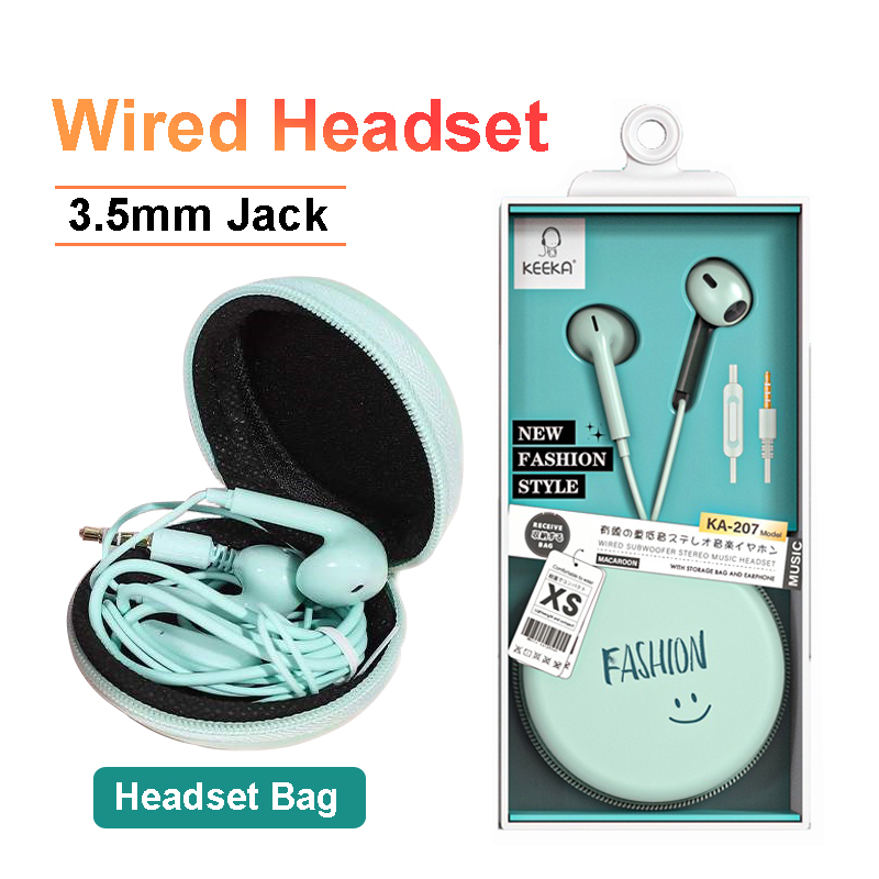 Jual Cute Earphone Set Headset 3.5mm Jack Wired Earphone TWS HiFi Sound ...