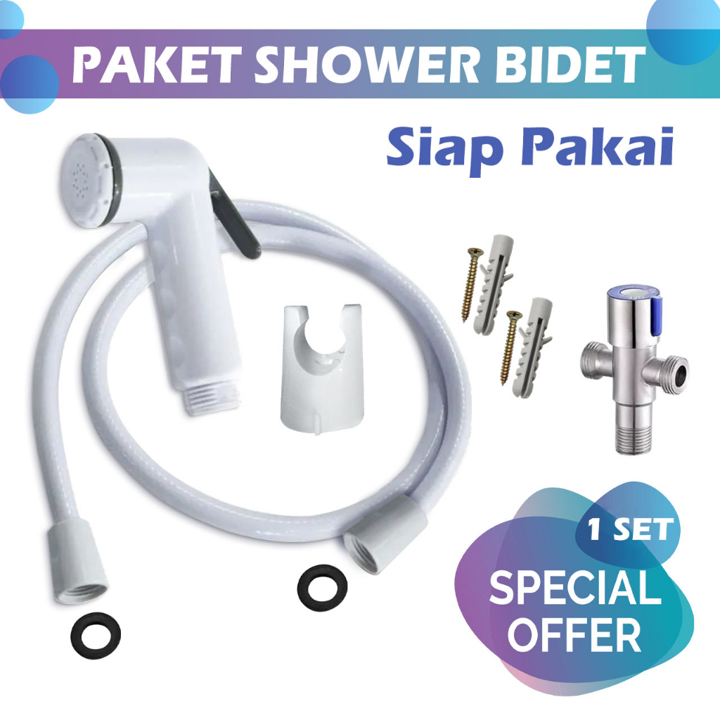 Jual Paket Spray Bidet Jet Shower Putih Plus Stop Kran - Shower Toilet ...