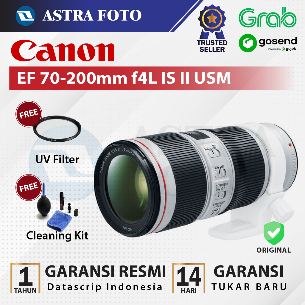 Jual Canon EF 70-200mm f4L IS II USM Lens Lensa Original Resmi | Shopee ...