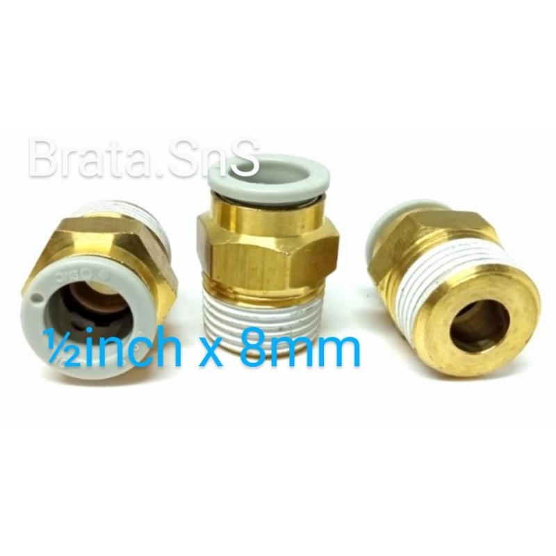 Jual Straight Lurus / Fitting Tube / Male Connector SMC KQ2H08-04AS ½inch x 8mm | Shopee Indonesia