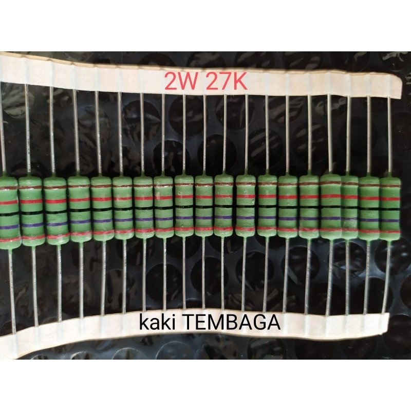 Jual 100 pcs resistor 2 watt 27K renteng KAKI TEMBAGA R 2w 27 k Roll ...