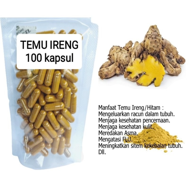 Jual TEMU IRENG/HITAM isi 100 kapsul untuk asma flu | Shopee Indonesia